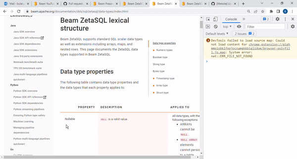 Bug Tables Content Overflow · Issue 23460 · Apachebeam · Github 4914