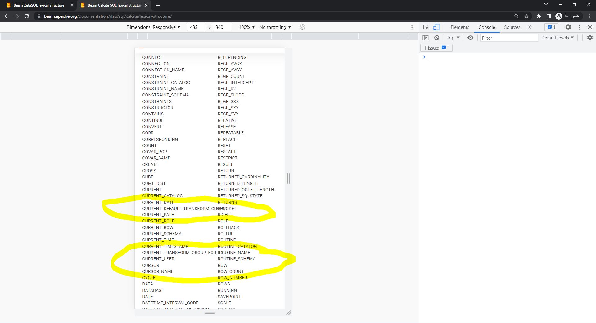 Bug Reserved Keywords Content Of The Columns Overlaps Each Other · Issue 24193 · Apachebeam 