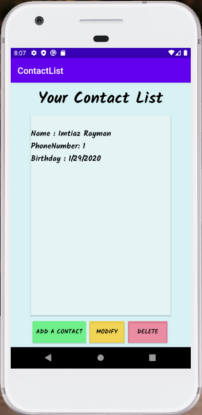 GitHub - imtiazrayman/ContactList: Contact List App for Android, this is an app which stores ...