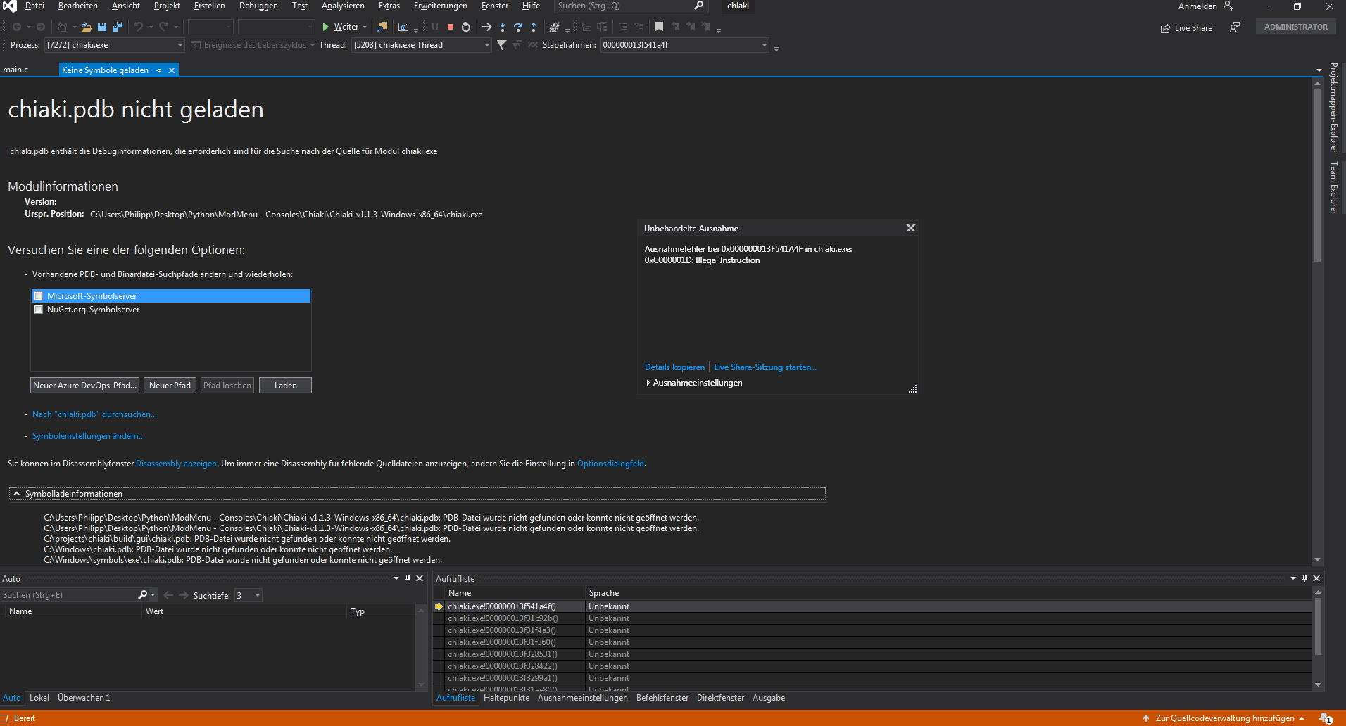 Chiaki.pdb - Not found (Debugged with Microsoft VS) · Issue #188 · thestr4ng3r/chiaki · GitHub