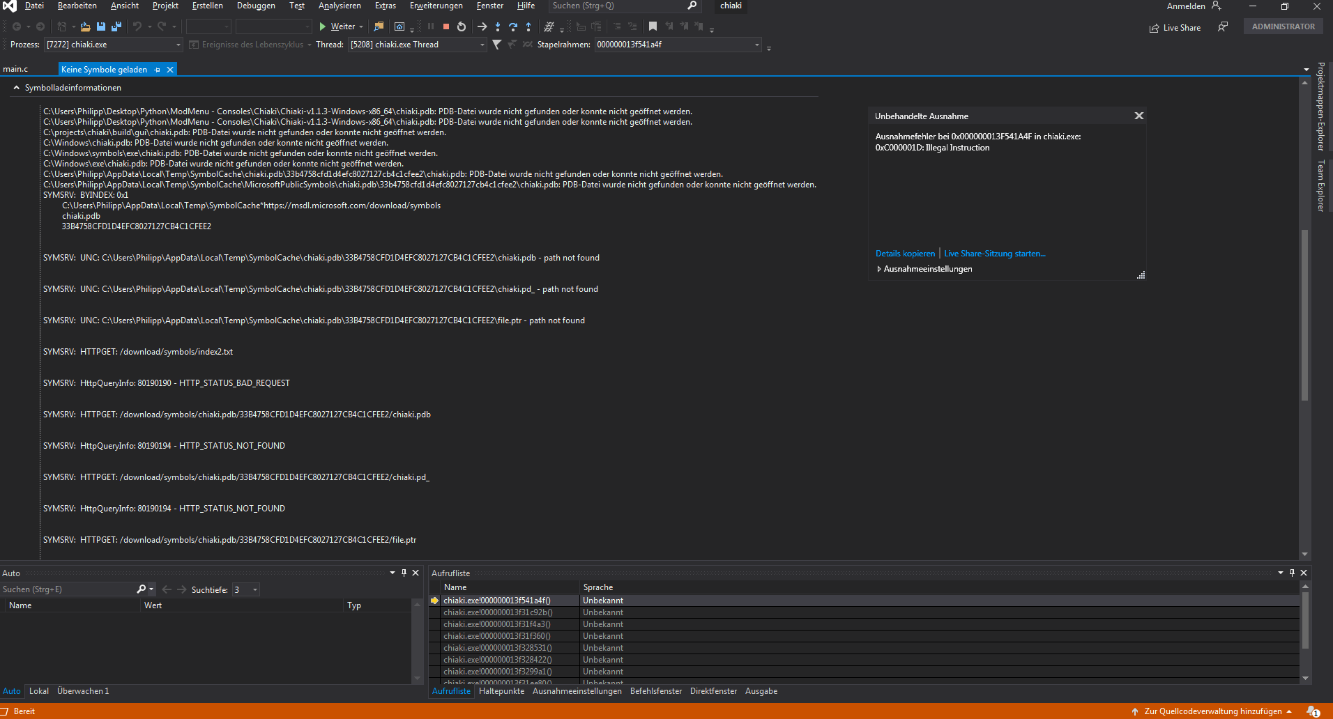 Chiaki.pdb - Not found (Debugged with Microsoft VS) · Issue #188 · thestr4ng3r/chiaki · GitHub