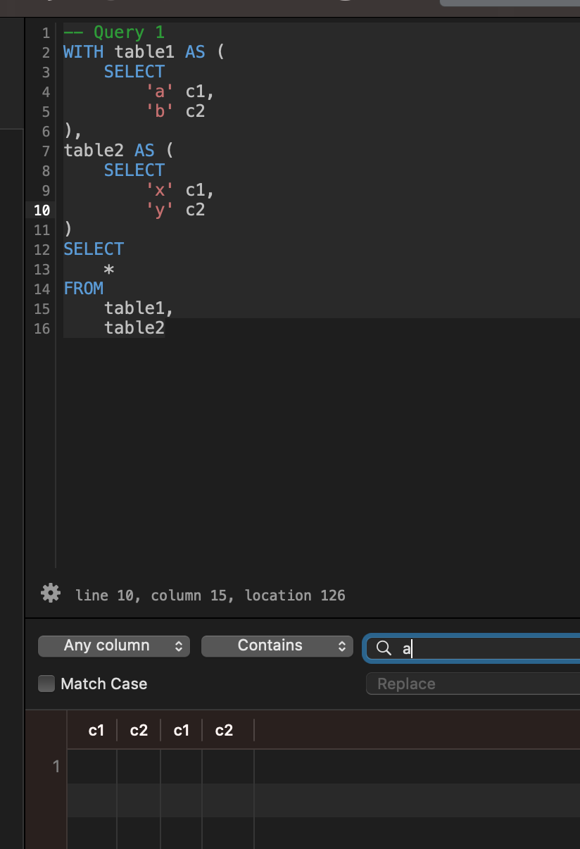 Find In Query Result Returns Nothing If Result Has Columns With Duplicated Names · Issue 3054