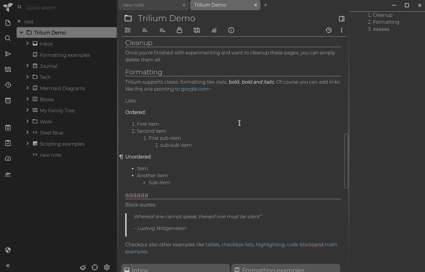 [WIDGET] Outline/ToC widget · Discussion #2799 · zadam/trilium · GitHub