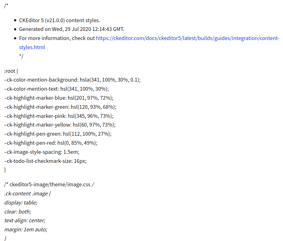 Content styles docs page is broken · Issue #7766 · ckeditor/ckeditor5 · GitHub