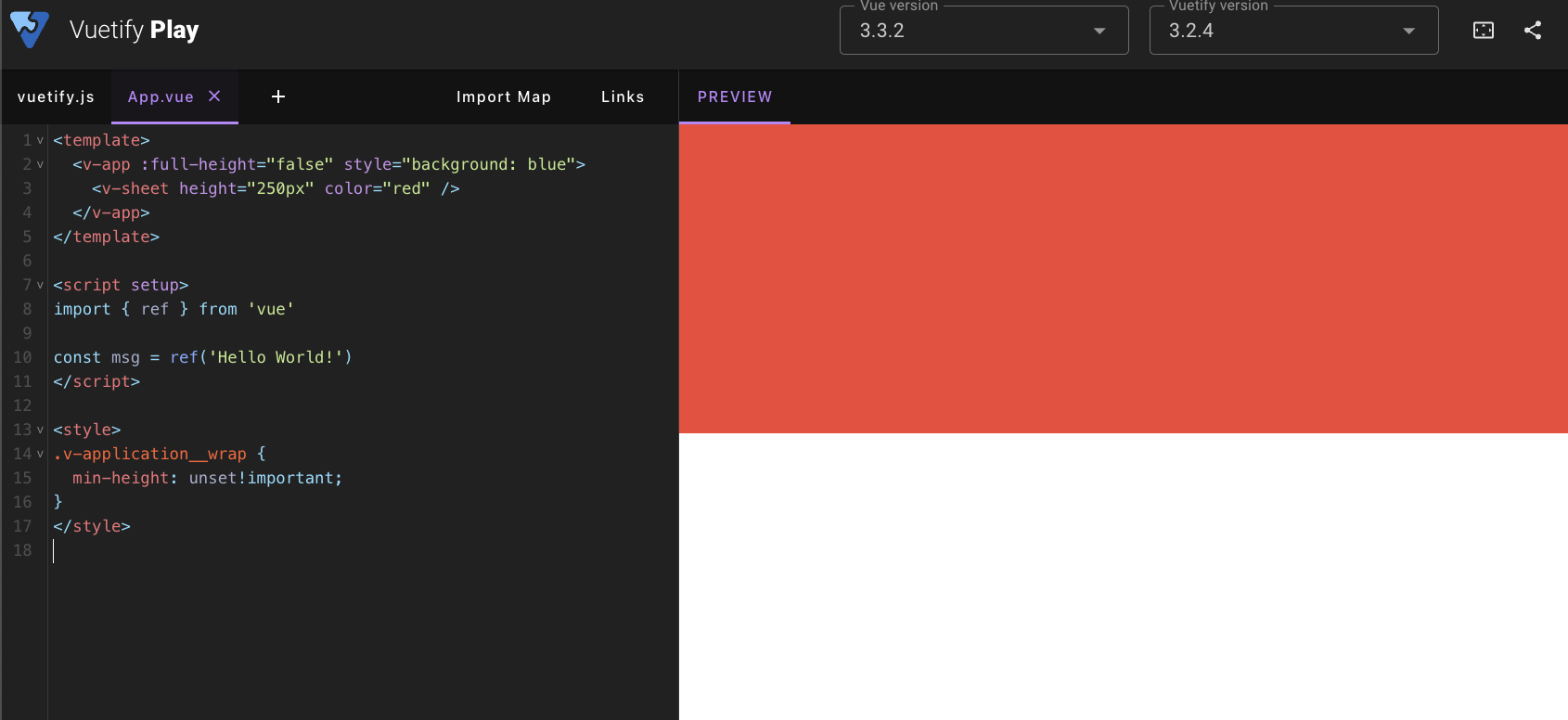 [Bug Report][3.2.4] v-app's min-height does not honour full-height=false · Issue #17388 ...