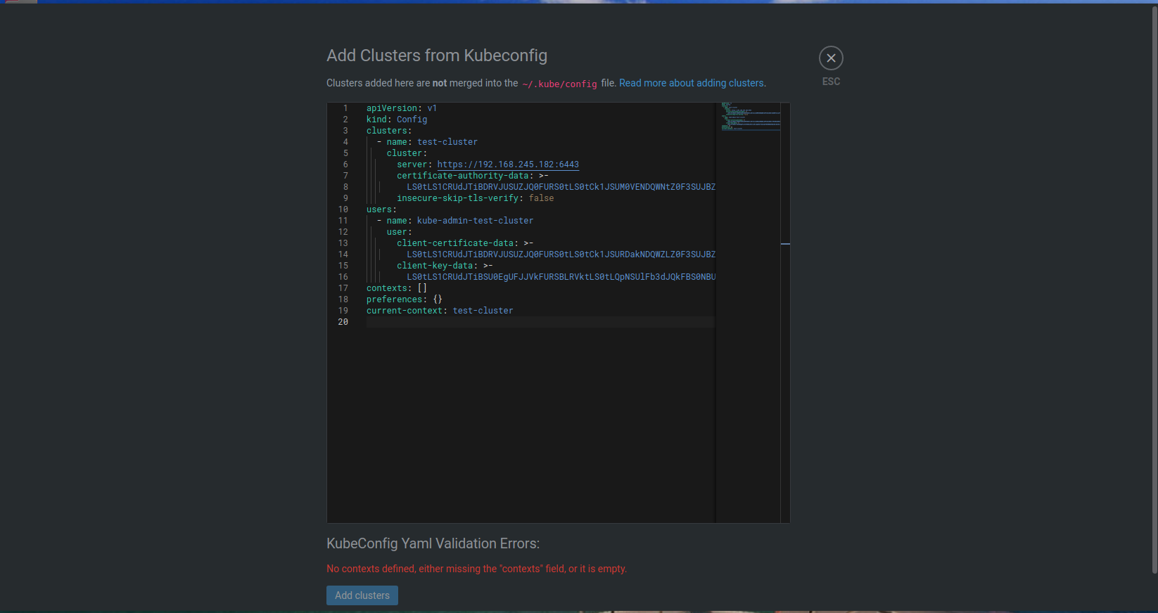 Lens issue withe Contexts - Unavble to add a cluster. · Issue #5003 · lensapp/lens · GitHub