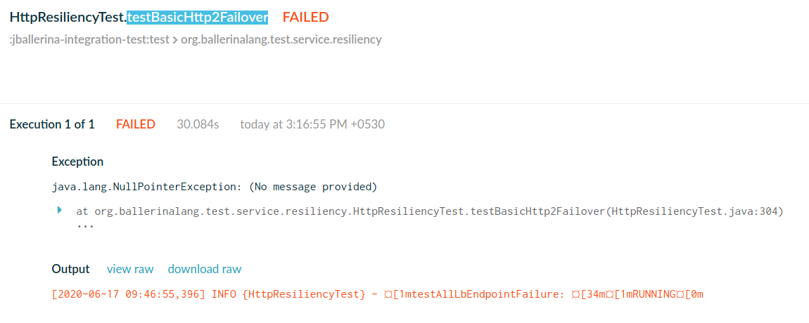 Test `testbasic2failover` Fails Intermittently · Issue 463 · Ballerina Platform Ballerina