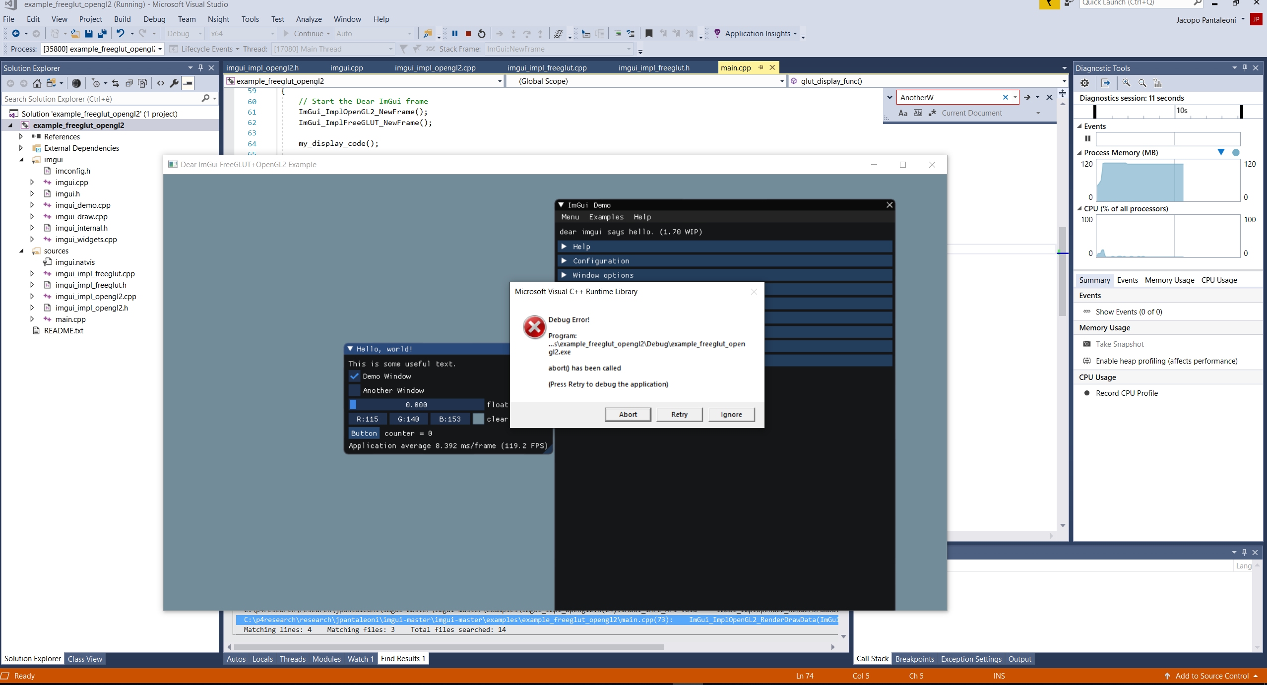 non-deterministic crashes in freeglut example · Issue #2430 · ocornut ...