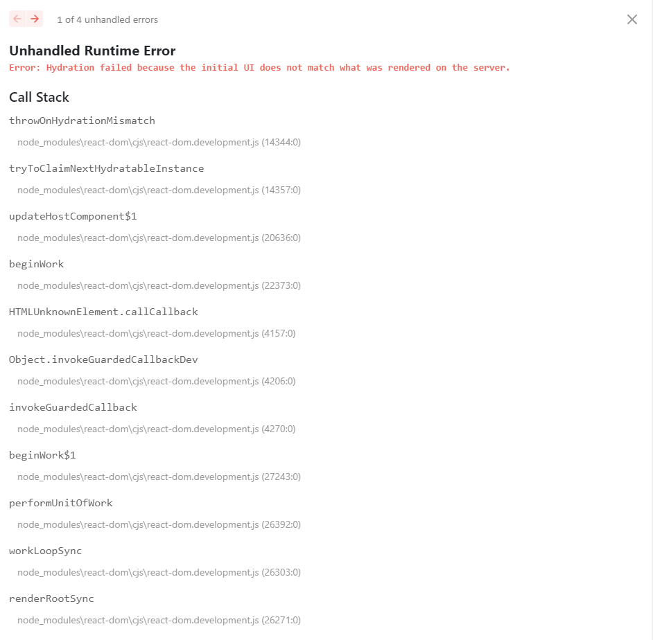 React 18 Hydration Error · Issue 3782 · Tanstacktable · Github 4140