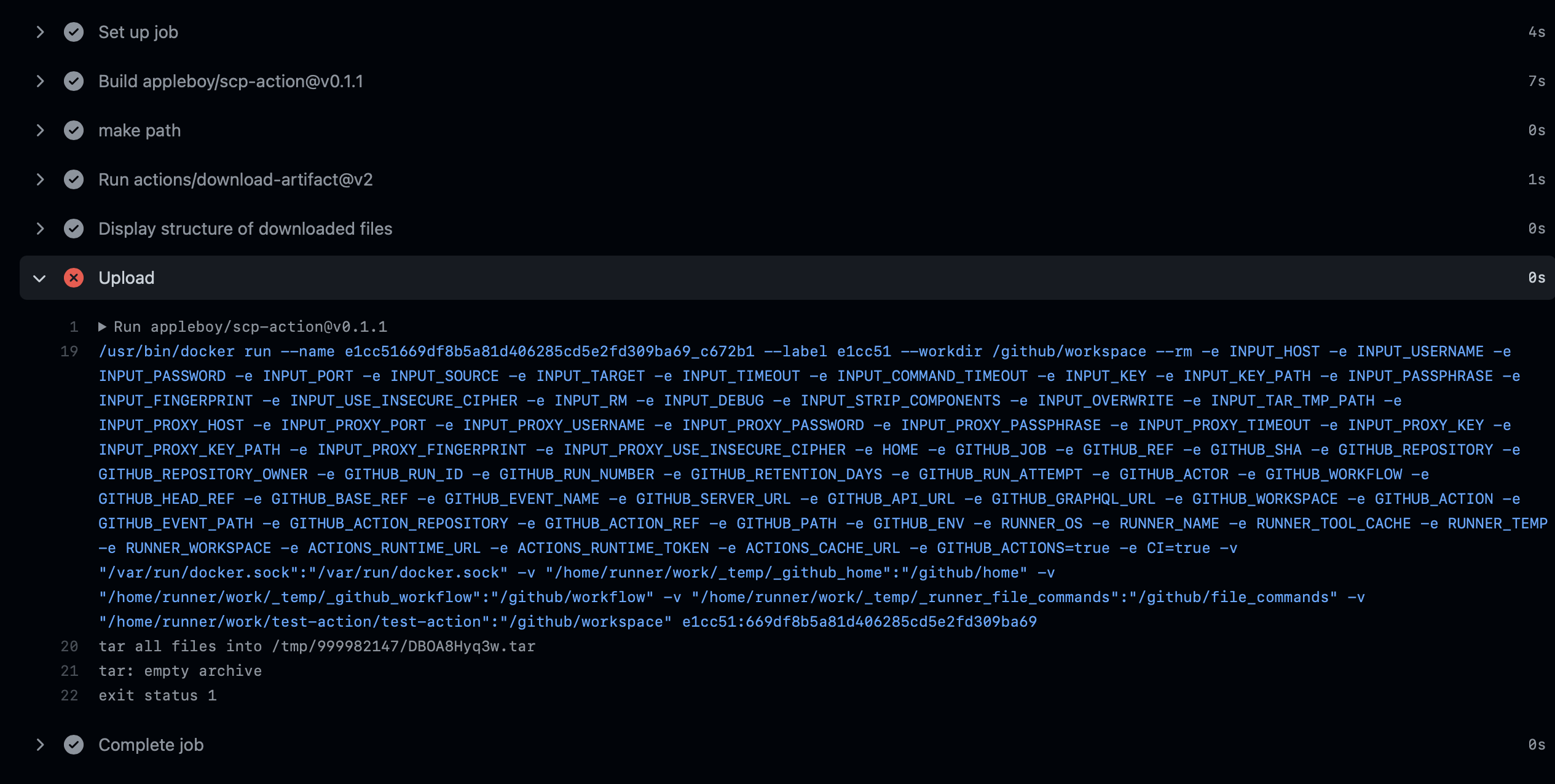 problem with tar for uploading process · Issue #63 · appleboy/scp-action · GitHub