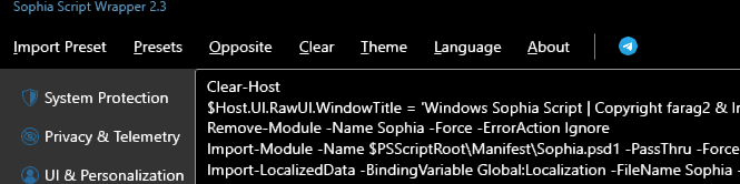 Wrapper 2.3 some bugs... · Issue #246 · farag2/Sophia-Script-for-Windows · GitHub