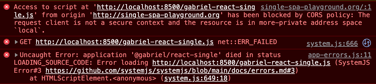 CORS error on Chrome when starting single-spa playground · Issue #1046 · single-spa/single-spa ...