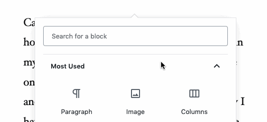 Inserter Search Field Doesnt Show Highlighting Of Text · Issue 14158 · Wordpressgutenberg