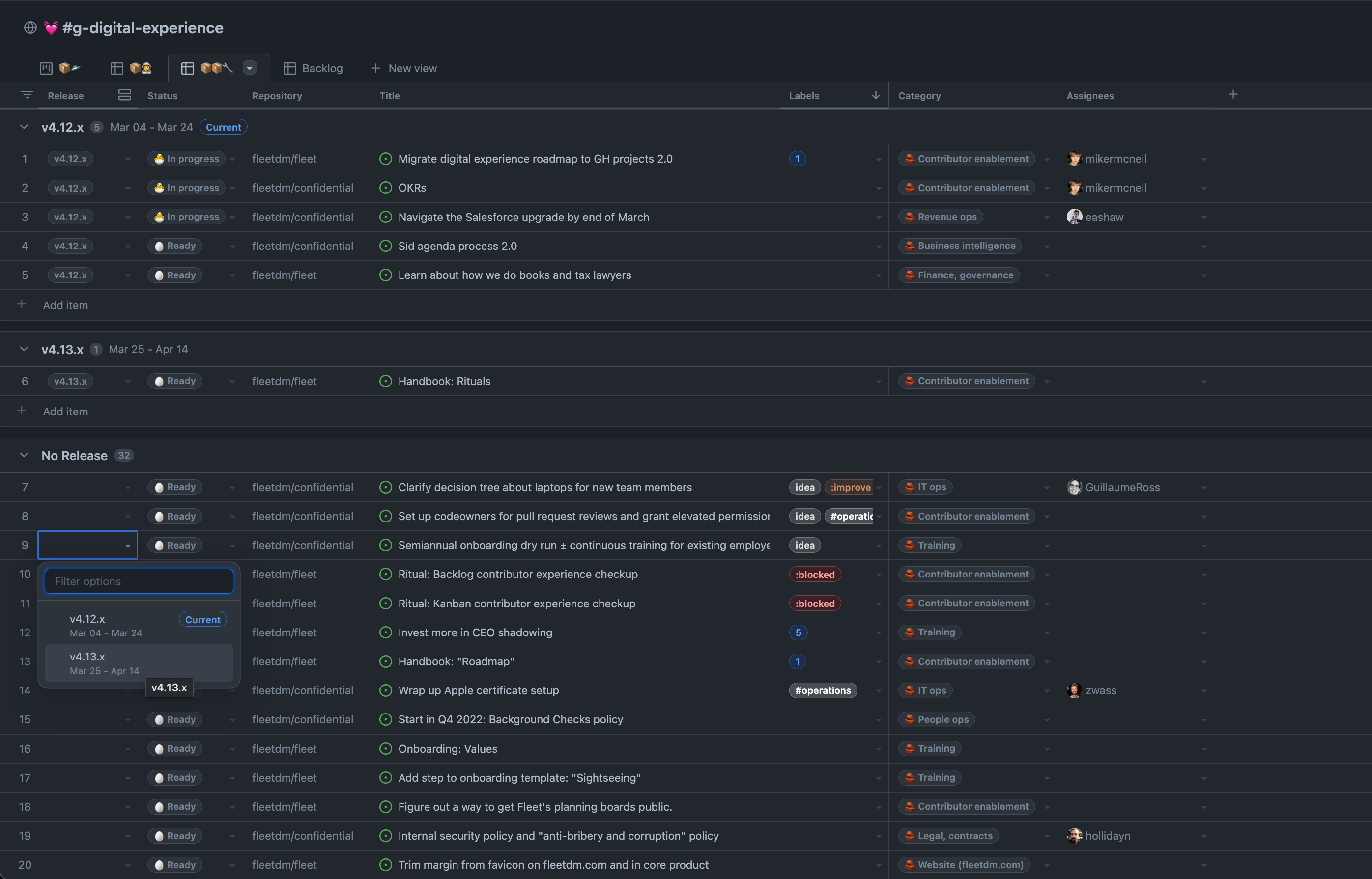 Migrate digital experience roadmap to GH projects 2.0 · Issue #4685 · fleetdm/fleet · GitHub