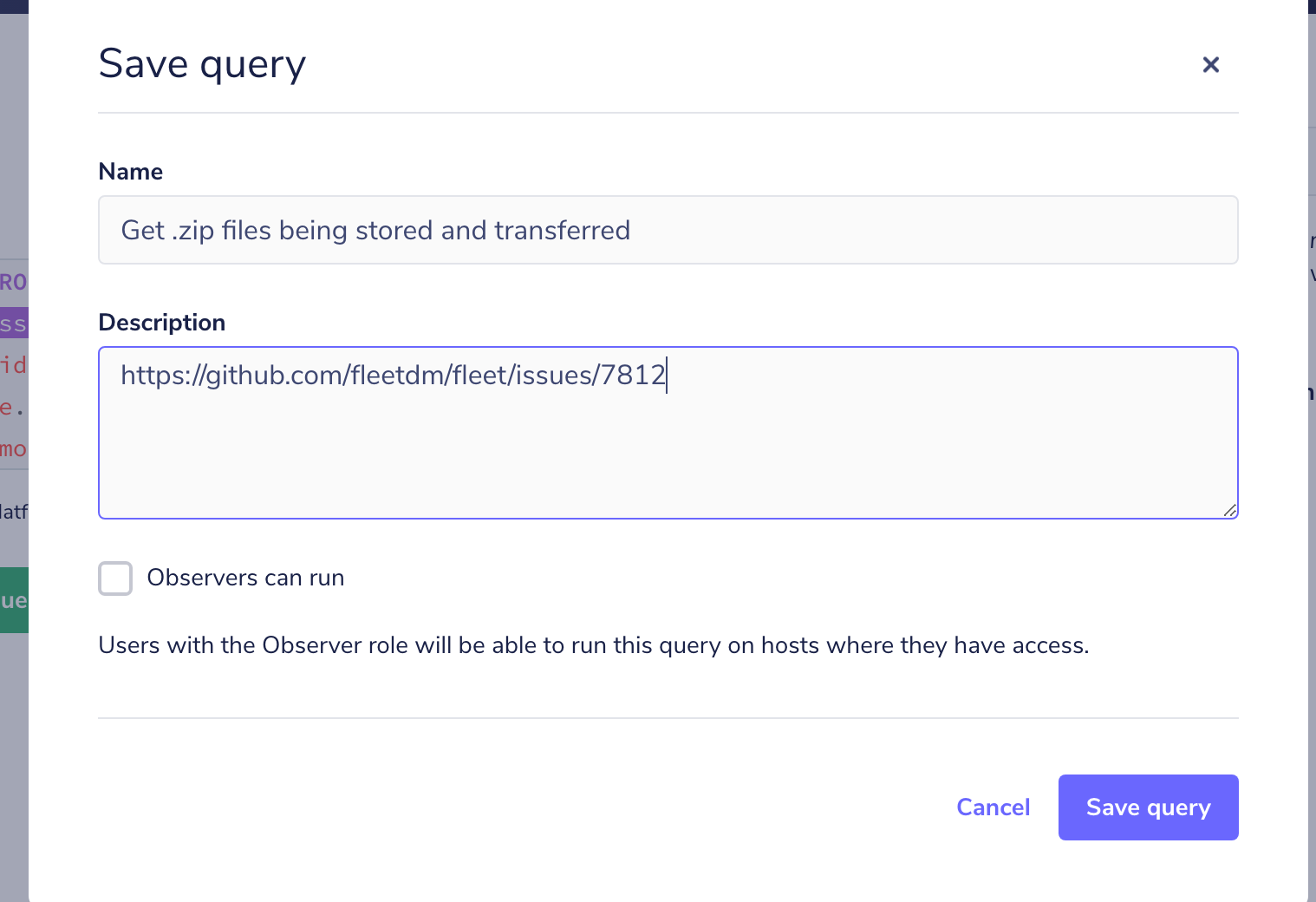 Query console: Save query modal: Consistent padding in fields · Issue #7819 · fleetdm/fleet · GitHub