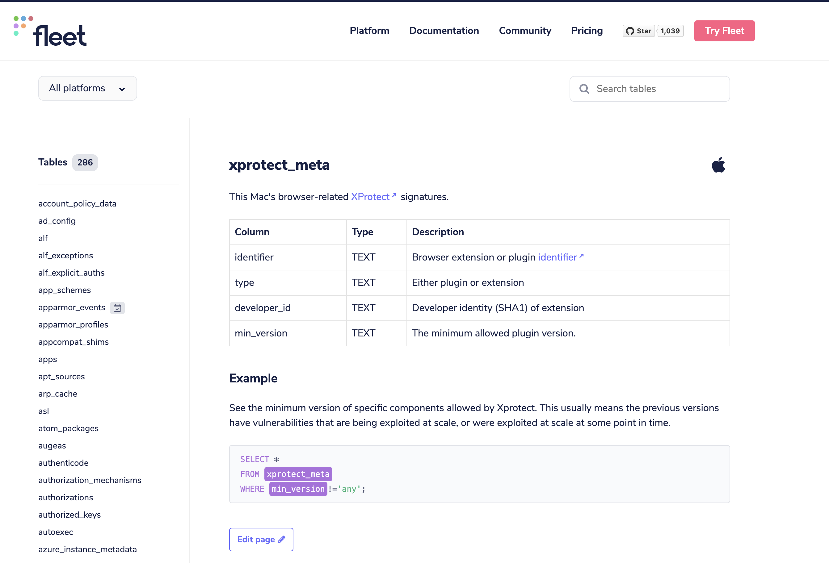 Report A Bug Or Issue In A Table From Fleet Query Console Sidebar And Tables