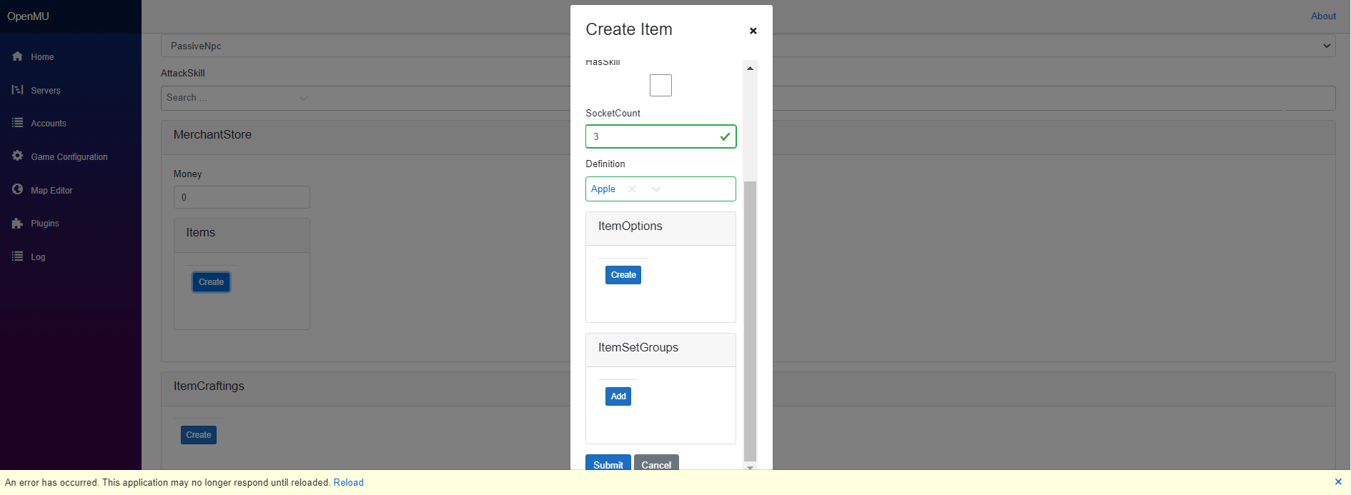 BUG when i tryed add some itens to a custom npc merchant crashes (ADMIN PANEL) · Issue #264 ...