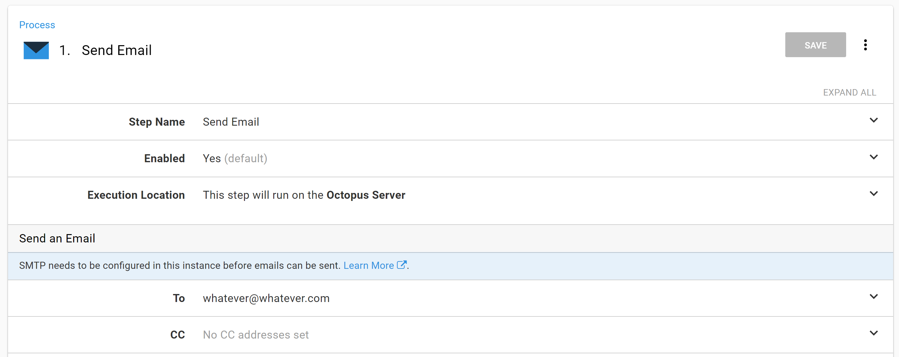 Add message about SMTP configuration in Email Step · Issue #5415 · OctopusDeploy/Issues · GitHub
