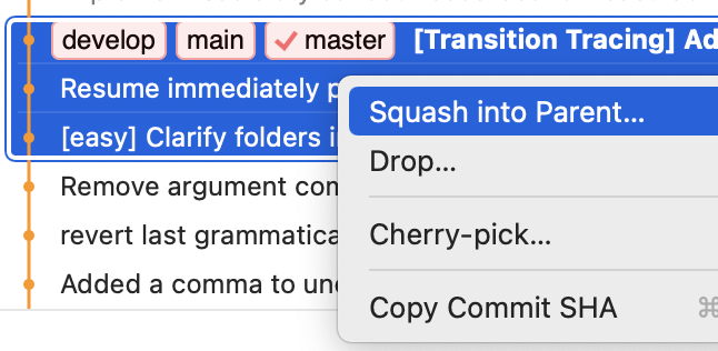 Feature Request: Squash Selected Commits · Issue #1714 · fork-dev/Tracker · GitHub