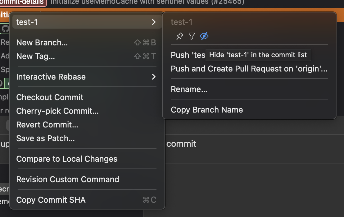 [Feature Request] Add "Hide Branch" option to branch right-click menu · Issue #1865 · fork-dev ...