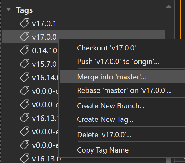 Merge Tag Or Specific Commit Into Current Branch · Issue 465 · Fork Devtrackerwin · Github