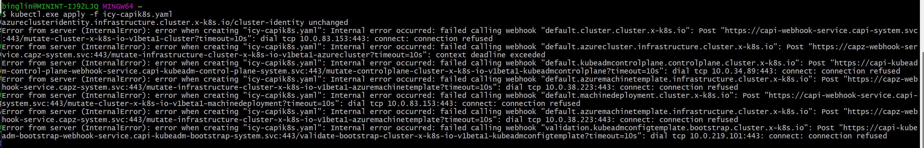 Internal Error When Creating K8s On Azure：failed Calling Webhook 6182