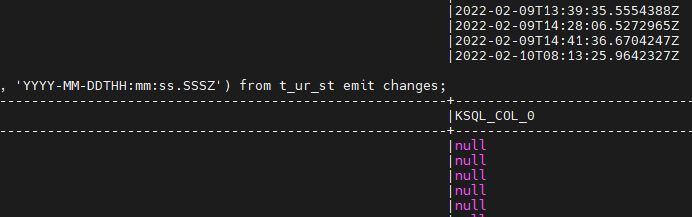 Ksqldb default iso8601 datetime format return null · Issue #8750 · confluentinc/ksql · GitHub