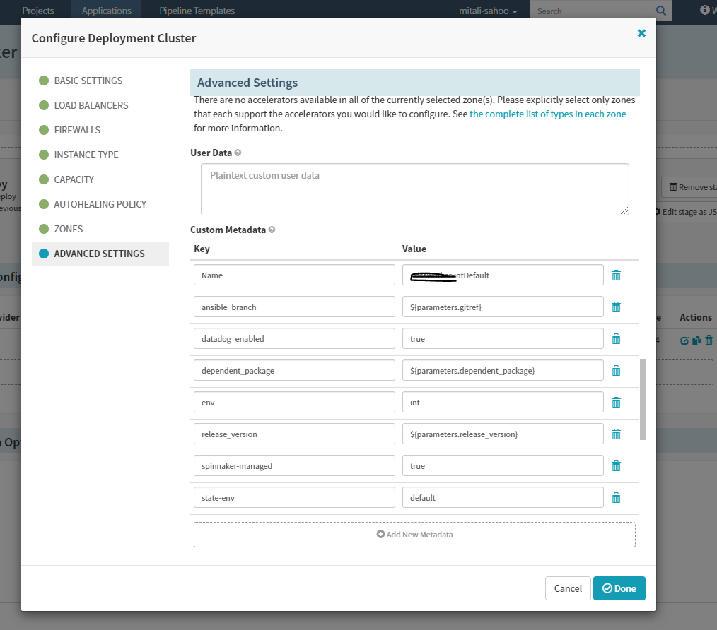 Custom metadata field specific to GCP VM deployments on Spinnaker is ...