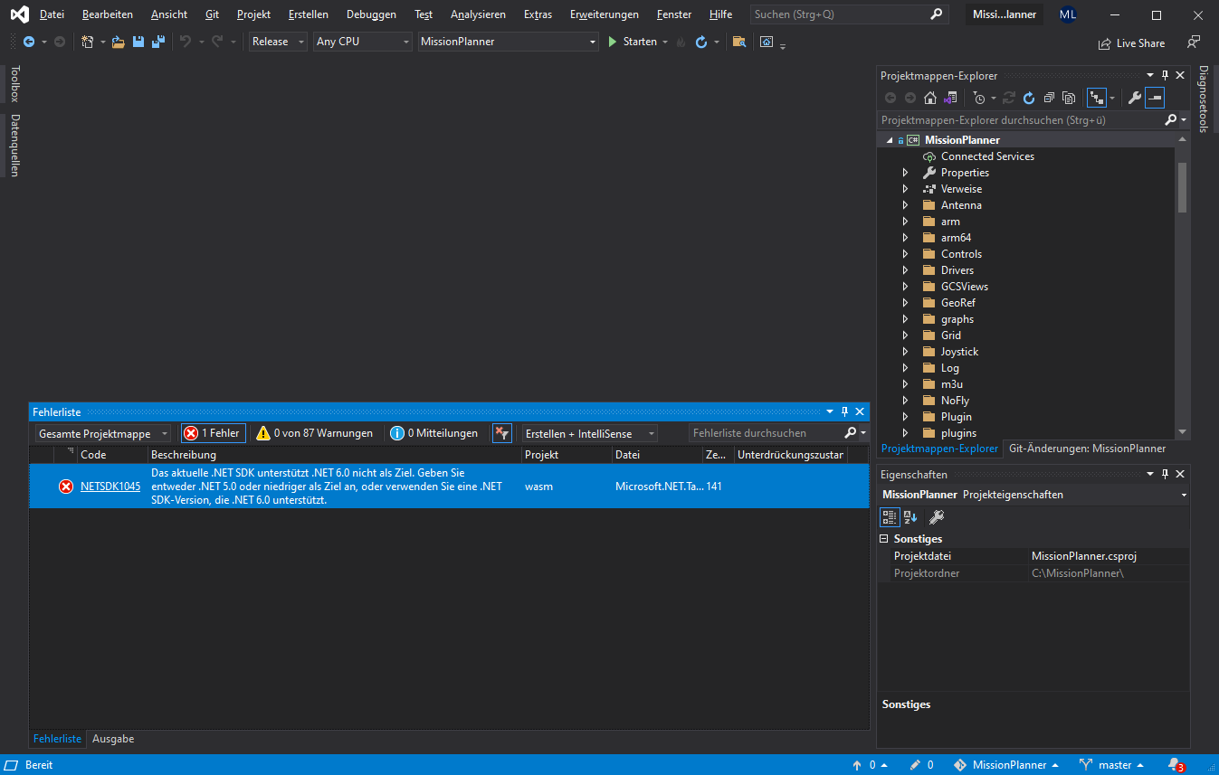 NETSDK1045 build issue · Issue #2681 · ArduPilot/MissionPlanner · GitHub