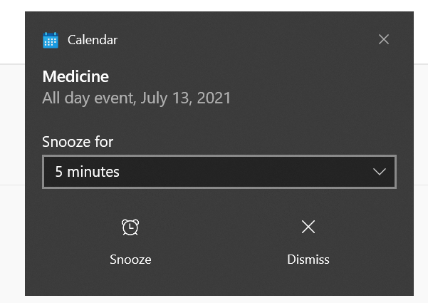 Snooze and Dismiss buttons on toast notification · Issue #5449 ...