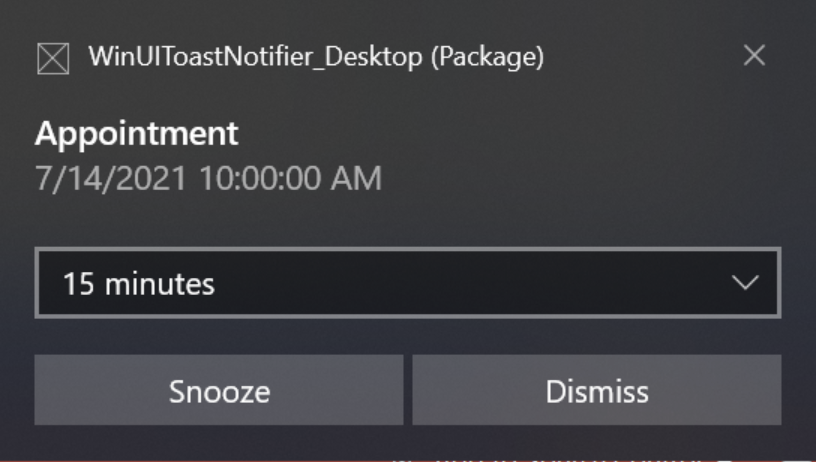 Snooze and Dismiss buttons on toast notification · Issue #5449 · microsoft/microsoft-ui-xaml ...