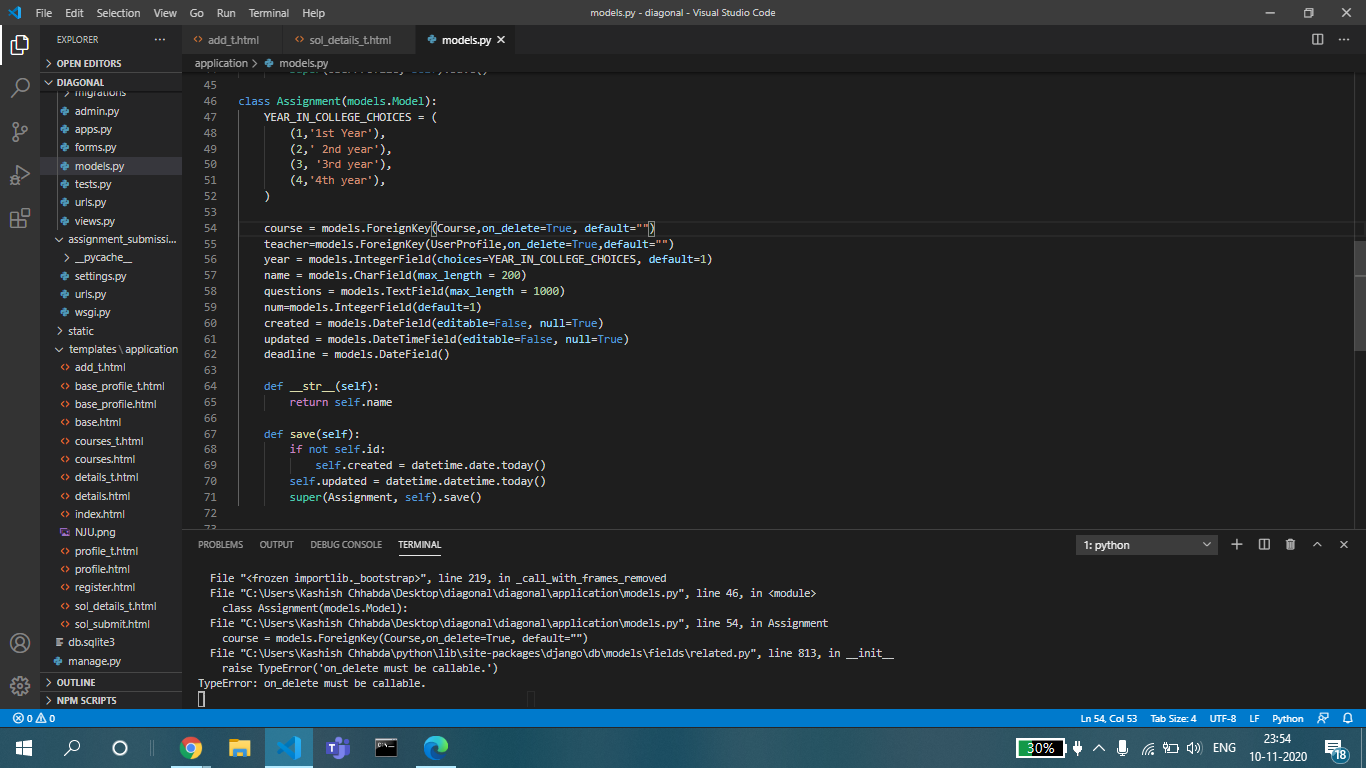TypeError: on_delete must be callable. · Issue #2 · fanghao6666/Assignment-Submission-System ...