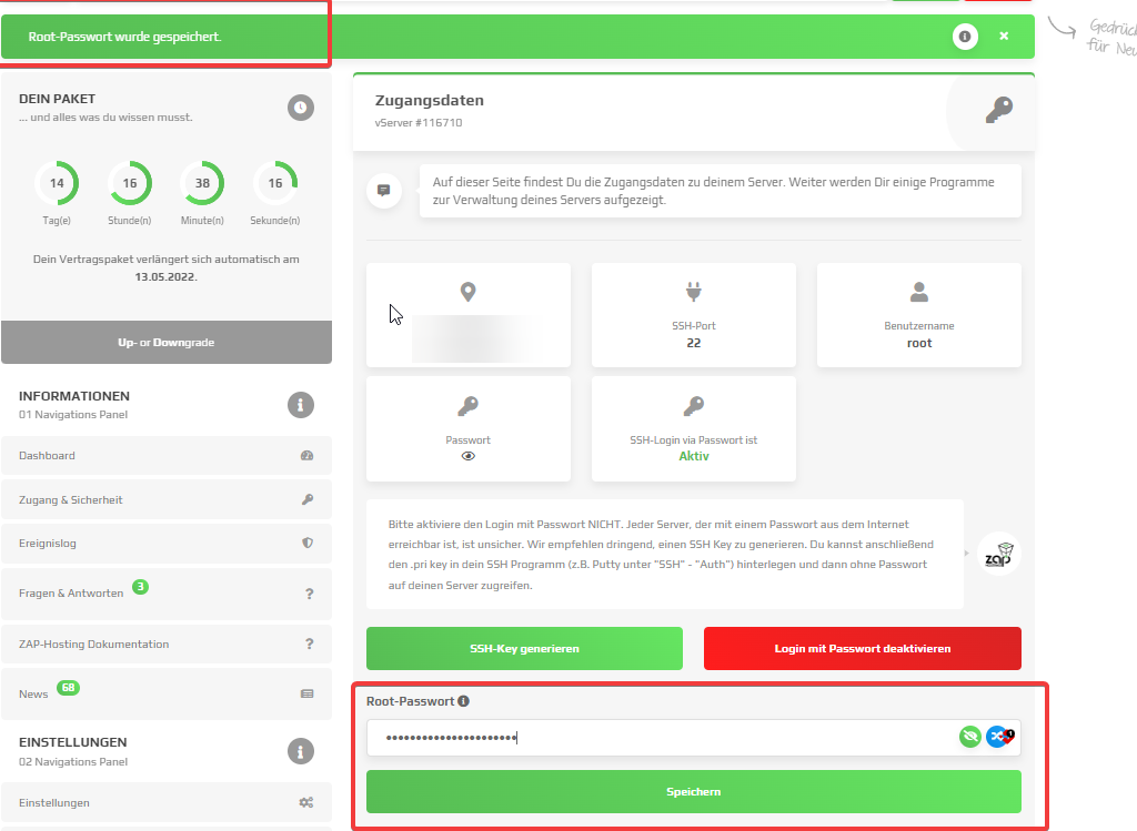 vServer: Root Passwort für Linux-Server ändern | ZAP-Hosting Docs
