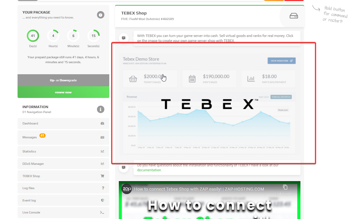 Gameserver: Tebex Monetarisierung einrichten | ZAP-Hosting Docs