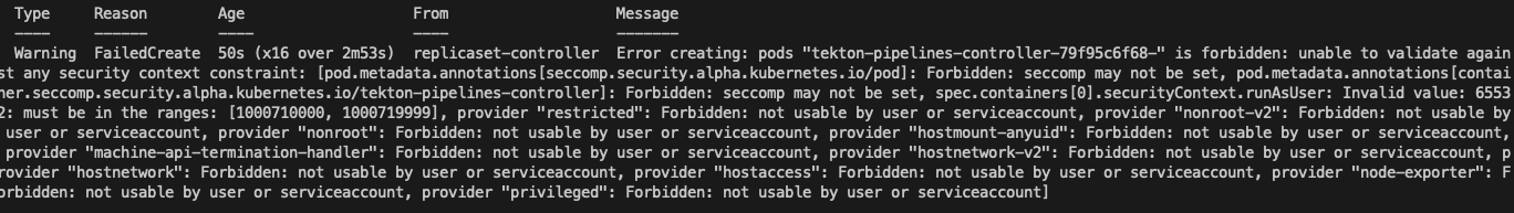 OKD/OCP Event Listener Security Context : Unable to start due to explicit: runAsUser · Issue ...