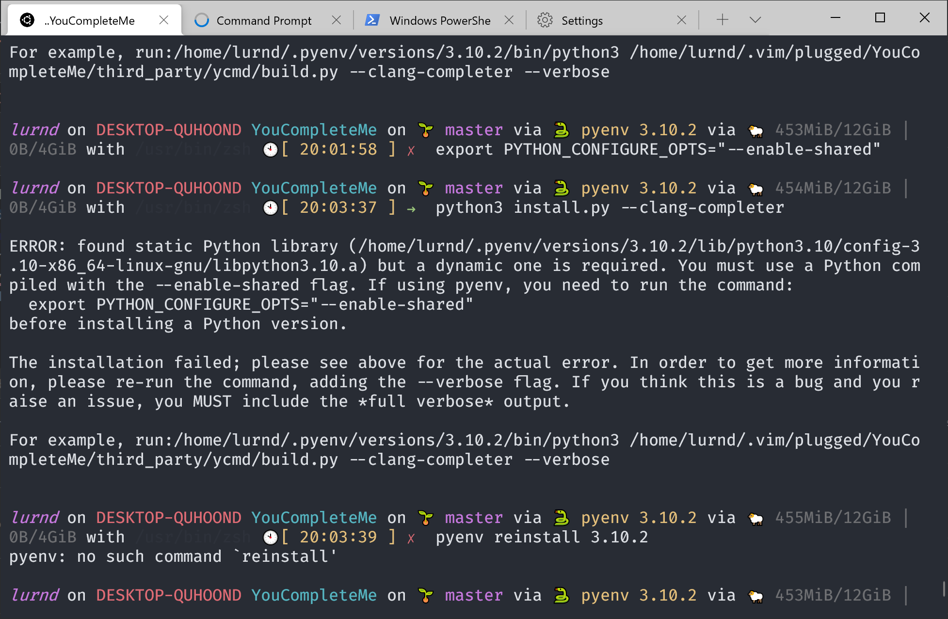 Vim YouCompleteMe failed to start. · Issue #2247 · pyenv/pyenv · GitHub