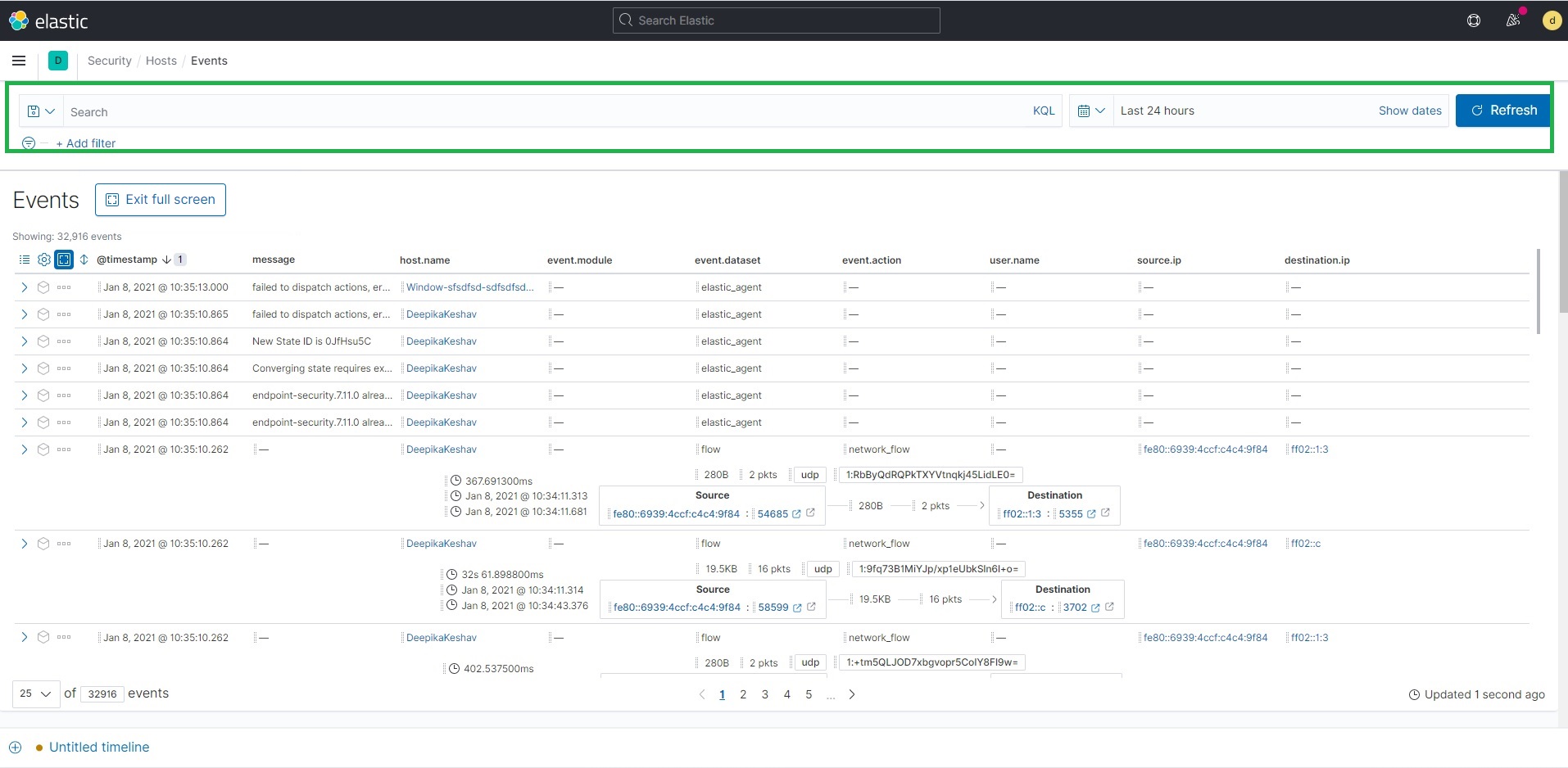 [Security Solution] Global KQL search bar is not displaying for events on hosts page · Issue ...