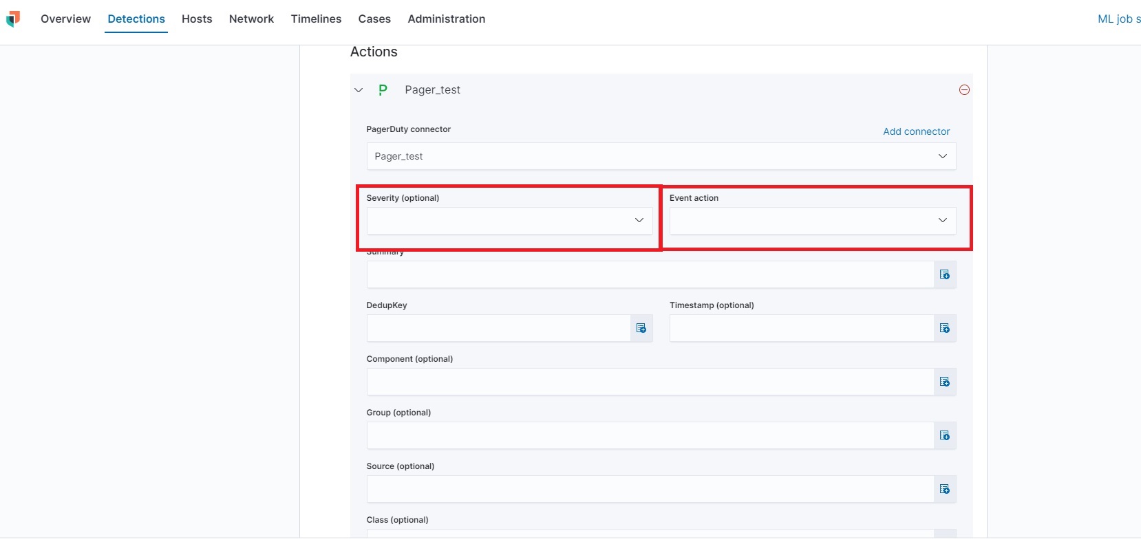 [Security Solution] Default value of "Severity" and "Event action" fields is not displaying for ...
