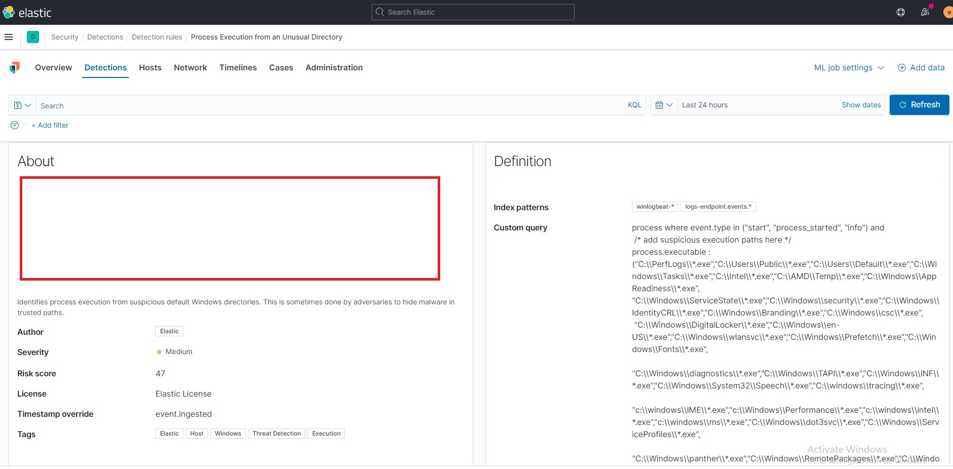 [Security Solution] Extra space is displaying between "About" and "Description" if EQL query is ...