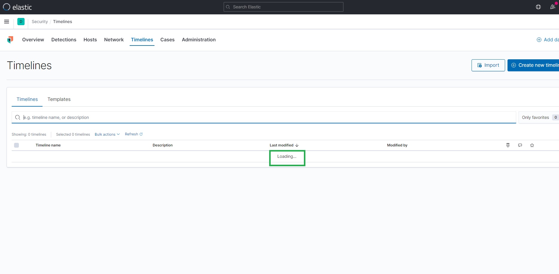 [Security Solution] "0 timeline match the search criteria" message is ...