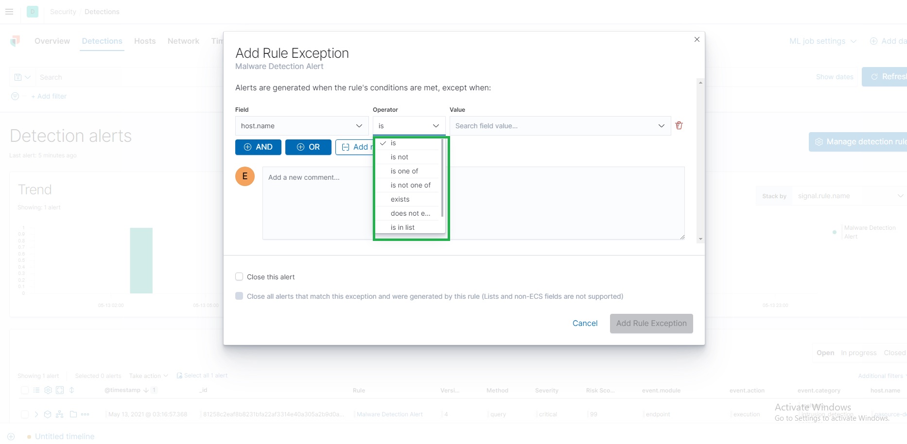 "is in list" option and some other options are not available under the ...
