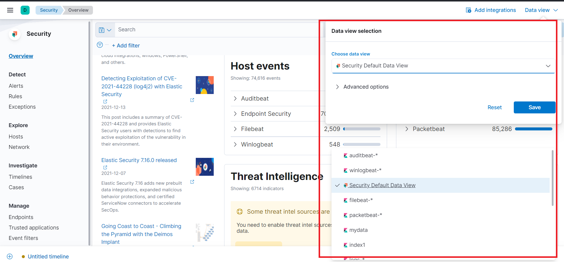 [Security Solution]"Choose Data view" Drop down list modal is scrolled ...