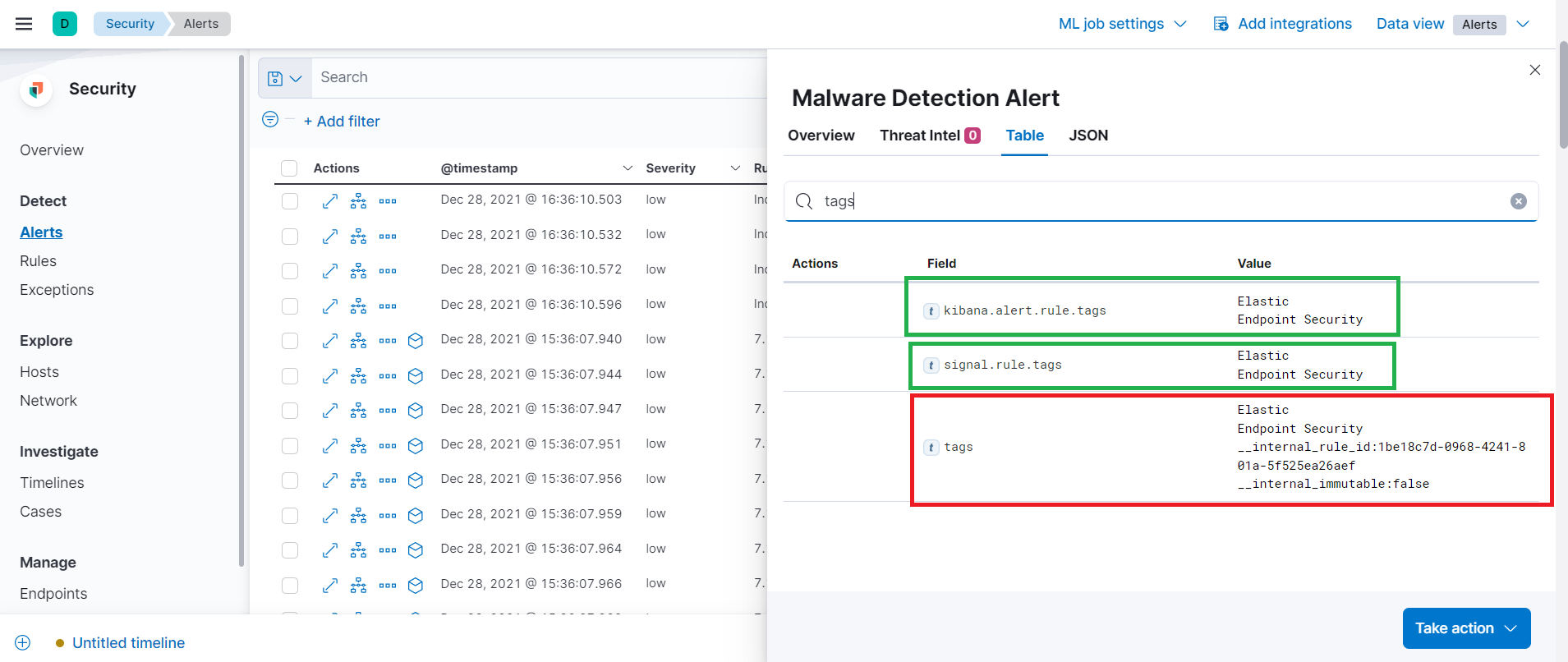 [Security Solution] Additional information is displayed in Tags field under alerts details view ...