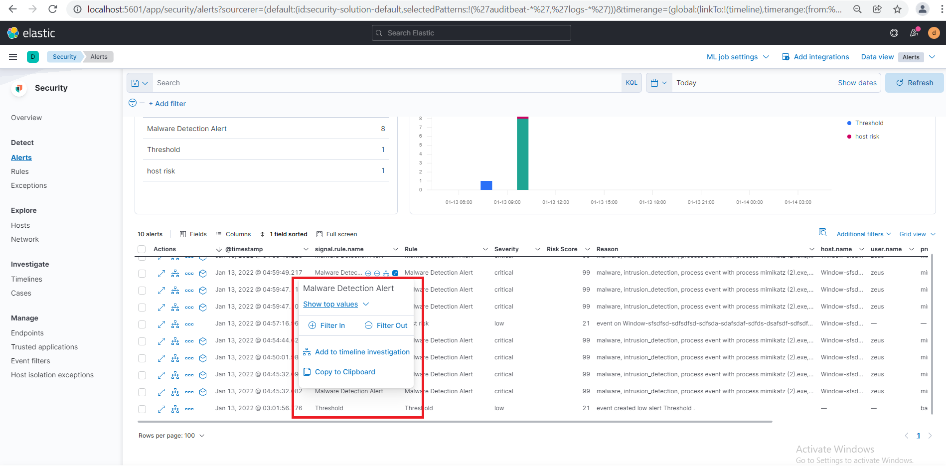 [Security Solution] "View Rule Details" link is not displaying under alerts table when click on ...