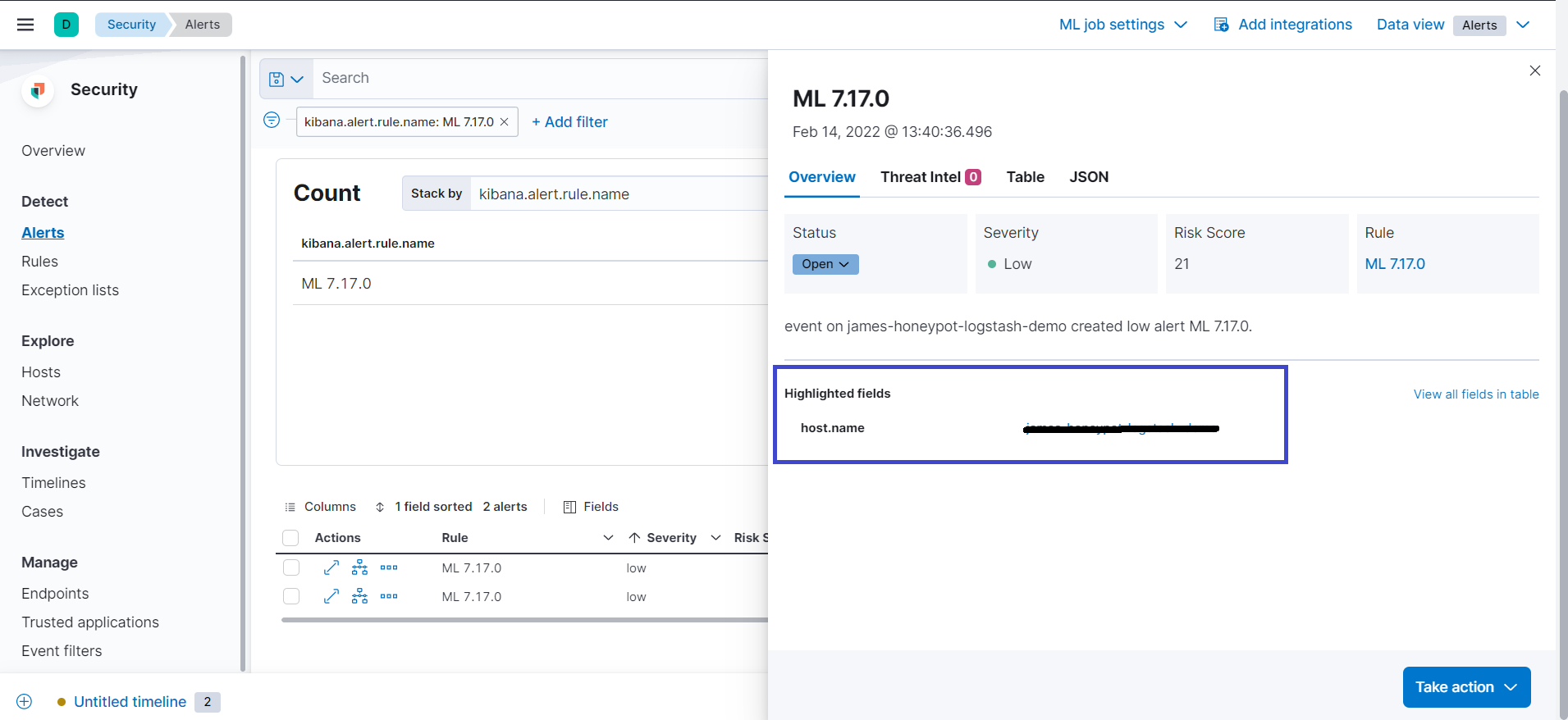 [Security Solution] Fields for ML alerts are not displayed under highlighted fields section of ...
