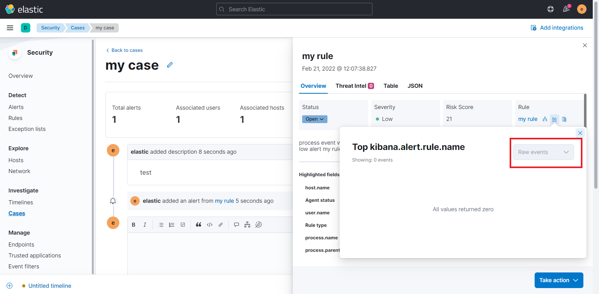 [Security Solution] Drop down is disable in show top modal under cases ...