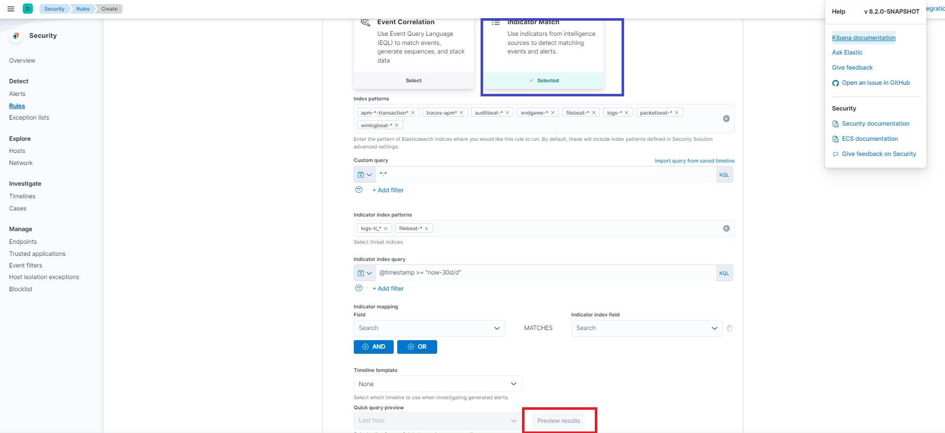 [Security Solution] Preview button is disable for indicator rule if no query exist · Issue ...