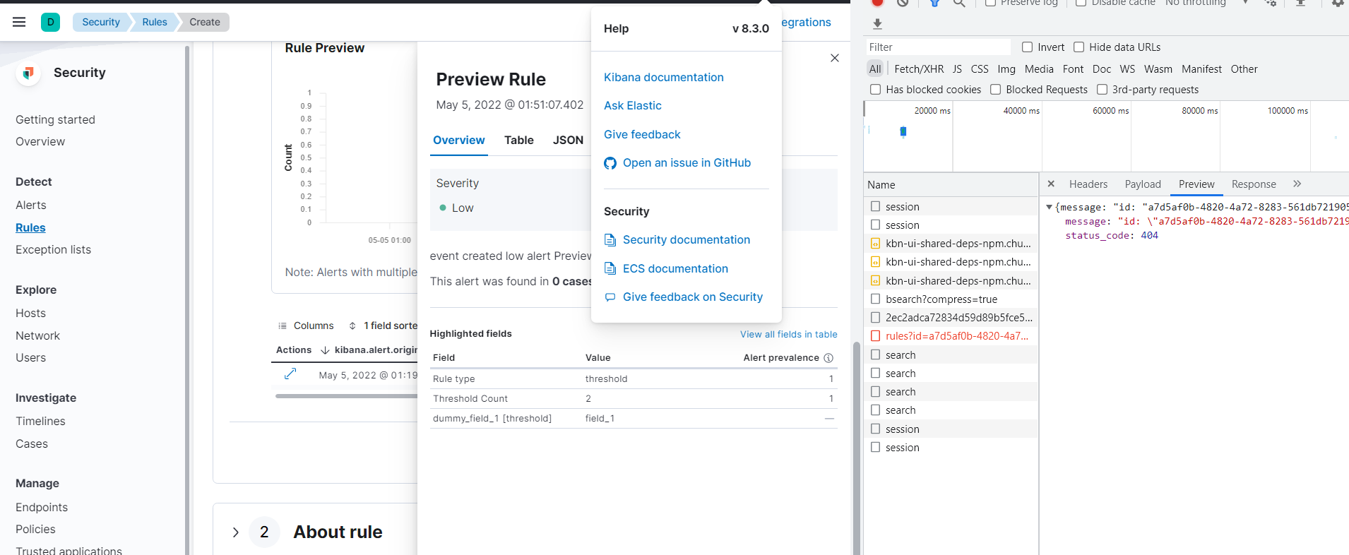 [Security Solution] Failed Get Search under logs for preview rule details flyout · Issue #131519 ...