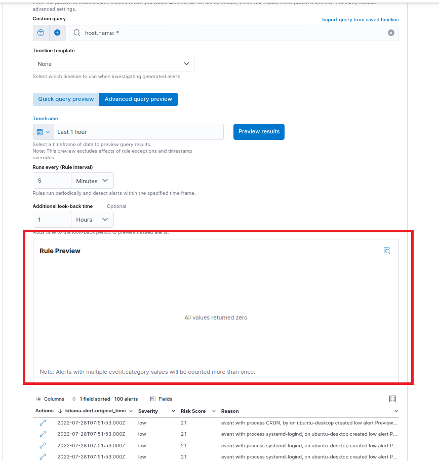 [Security Solution] Alerts are not displayed in rule preview graph for custom rule · Issue ...
