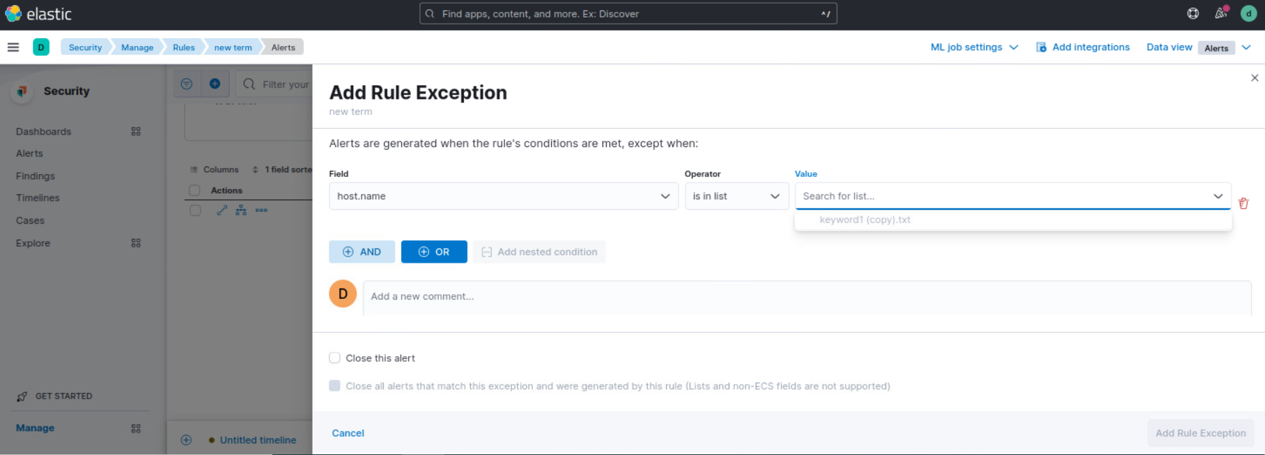 [Security Solution] Rule is not displayed any warning message when small value list becomes ...